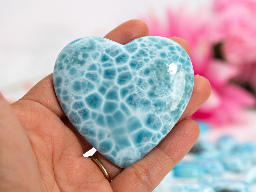 Majestic Larimar Heart, Deep Blue Larimar Heart Cabochon, Premium Big ...