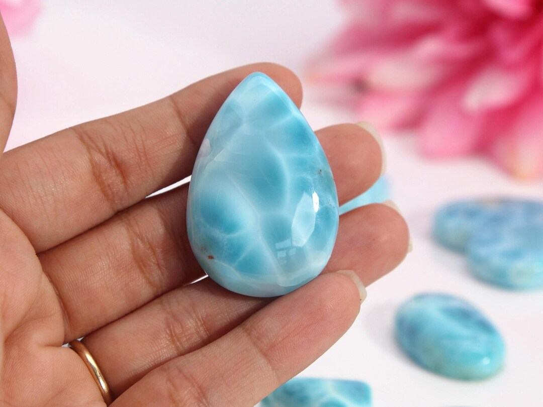 Deep Blue Larimar Teardrop Stone, Top-grade AAA Deep Blue Larimar ...