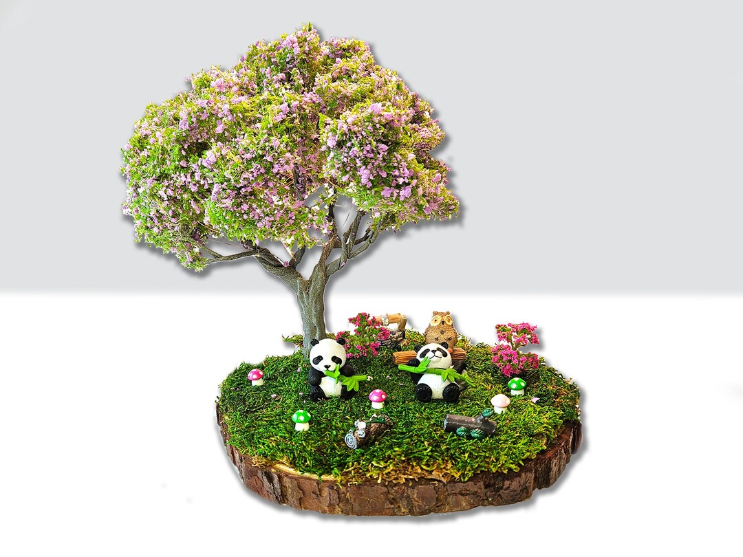 Indoor Bonsai Garden Faux Plants Real Preserved Moss, Wire Tree Model ...