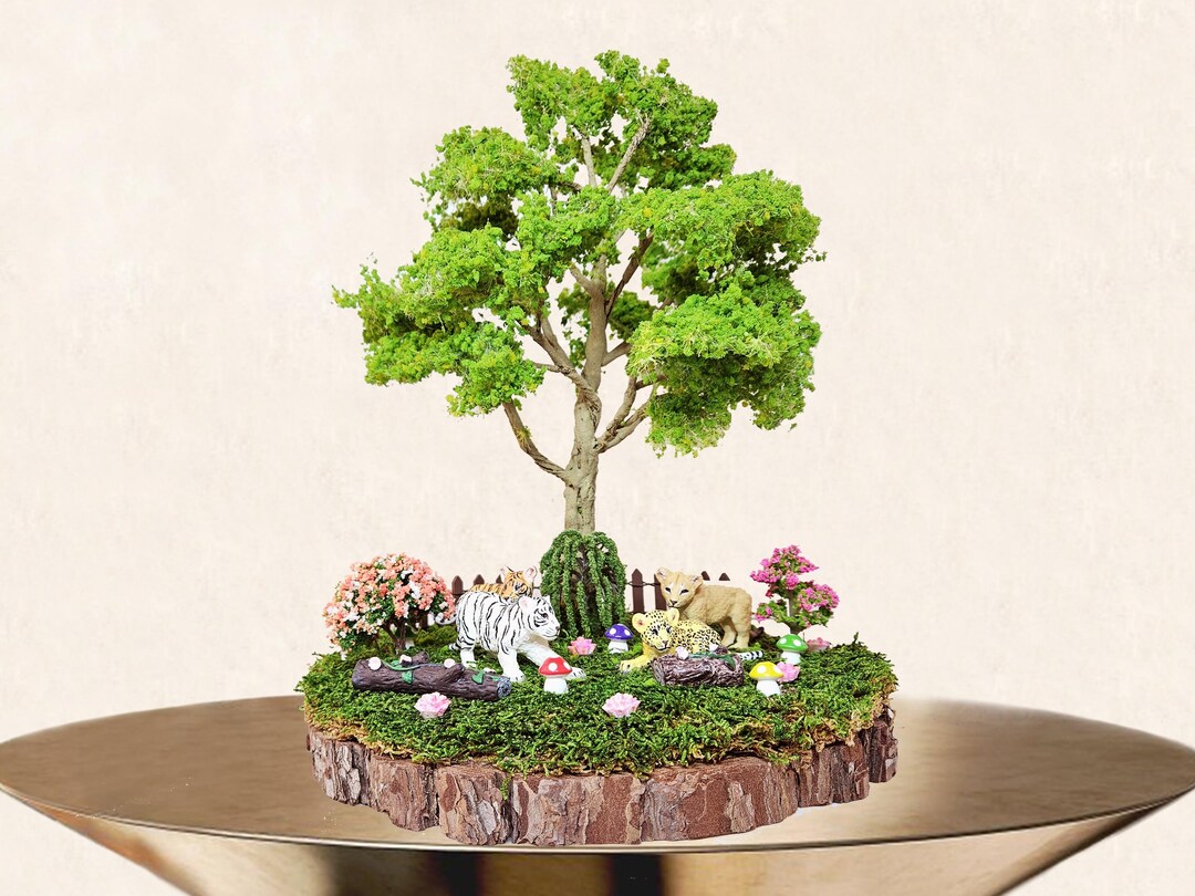 Indoor Bonsai Garden Faux Plants Real Preserved Moss, Wire Tree Model ...