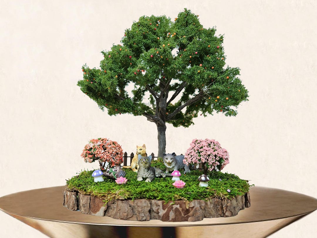 Indoor Bonsai Garden Faux Plants Real Preserved Moss, Wire Tree Model ...