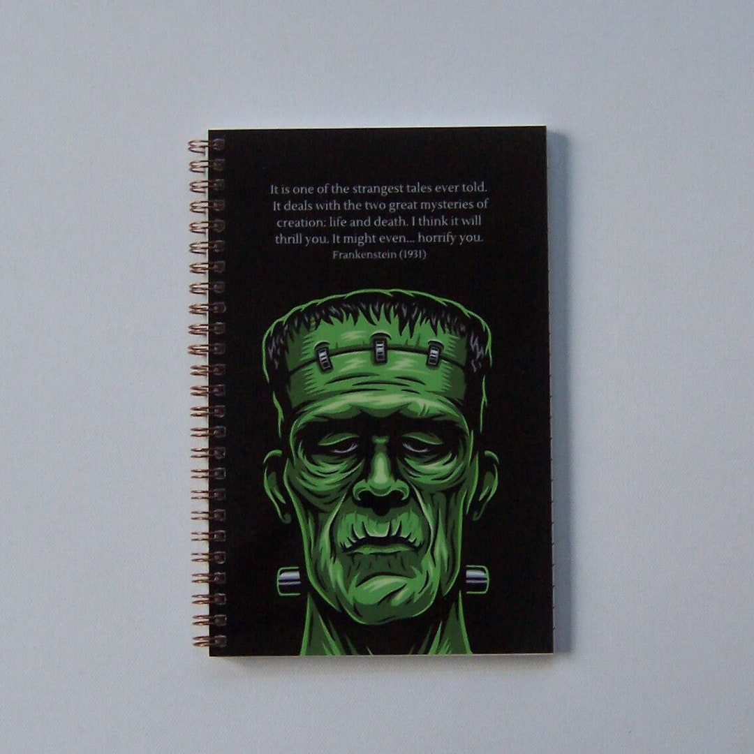 Frankenstein Notebook | 8.5" X 5.5" Lined Spiral Journal | Soft ...