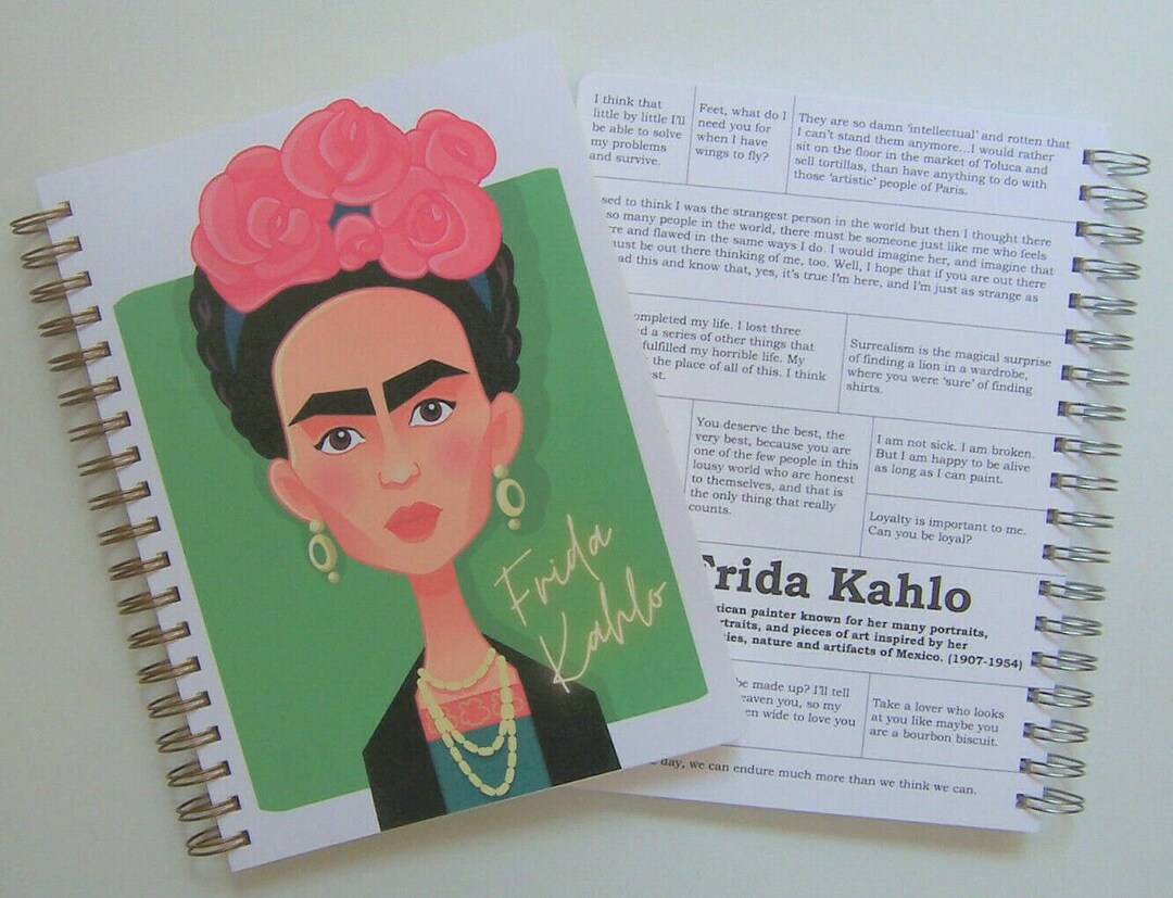 Frida Kahlo Notebook | 9.75" X 7.25" Custom Journal | 250 College Ruled ...