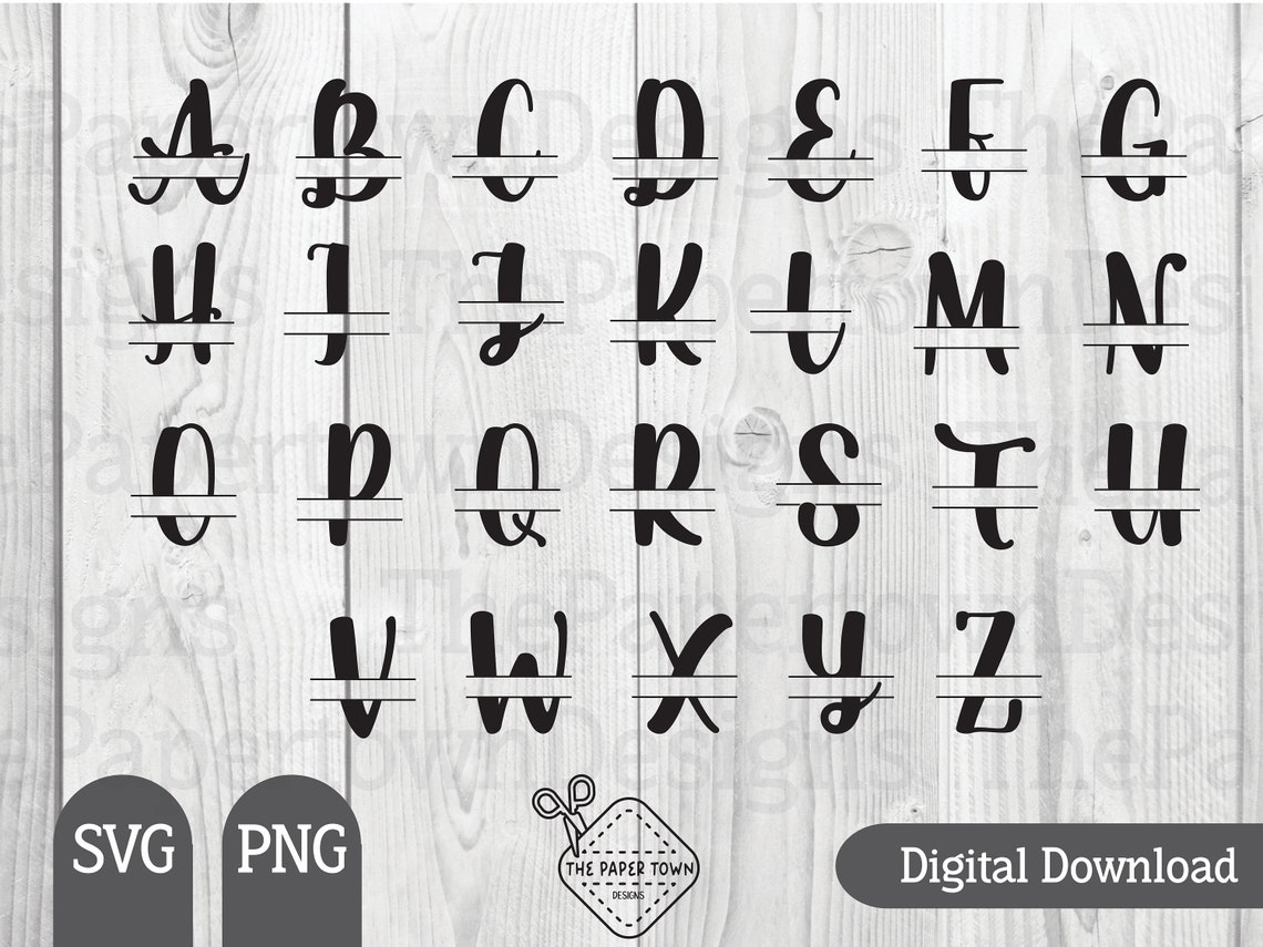 Split Monogram Alphabet, Monogram Font, Digital Download, Cut Files ...
