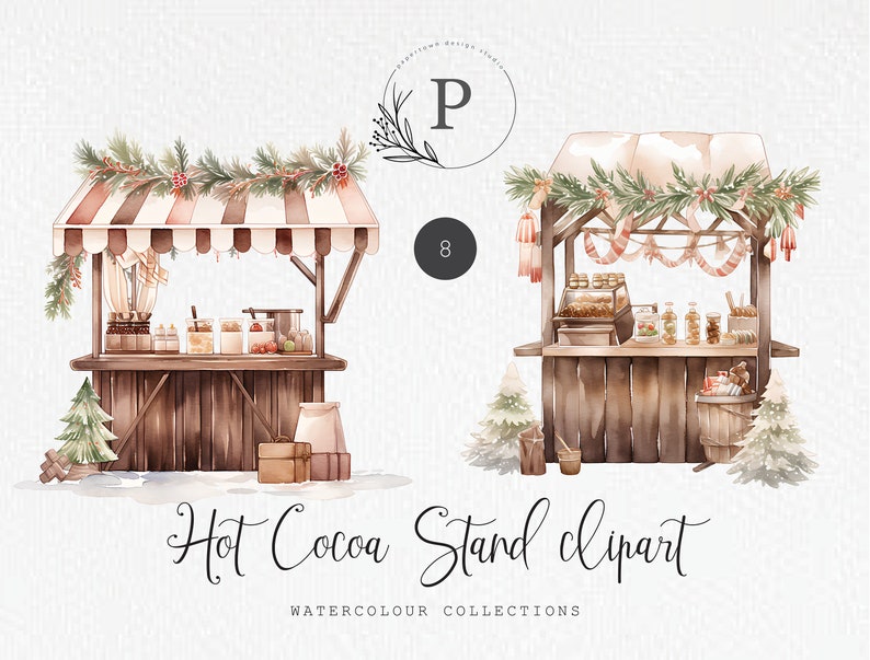 Watercolor Hot Cocoa Stand Clipart, PNG Files, Digital Download ...
