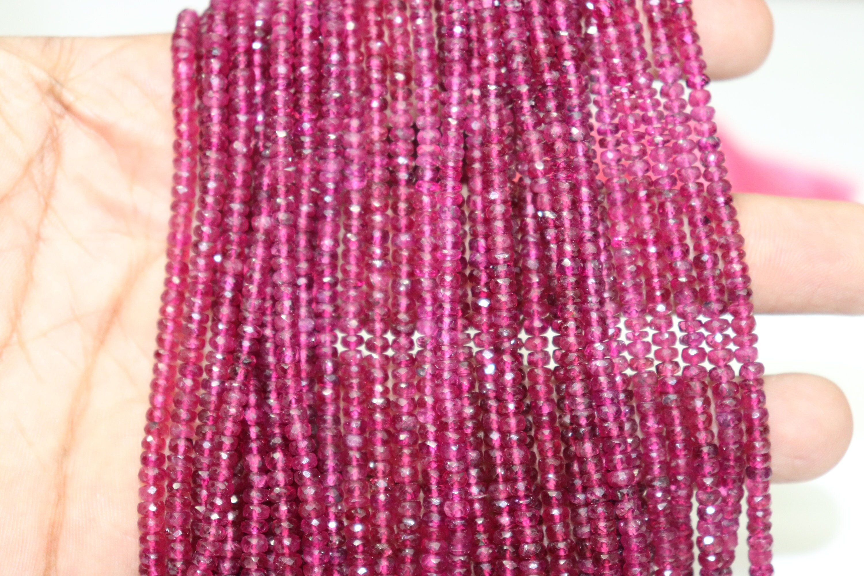 AAA Quality Rubellite Faceted Rondelle Beads Pink | Etsy
