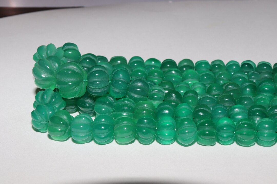 Green Onyx Smooth Carved Rondelle Shape Beads Green Onyx - Etsy