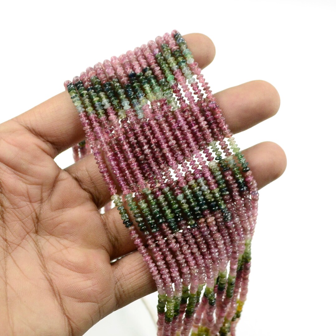 Multi Tourmaline Smooth Button Shape Beads Multi Tourmaline Bead 3-4mm ...