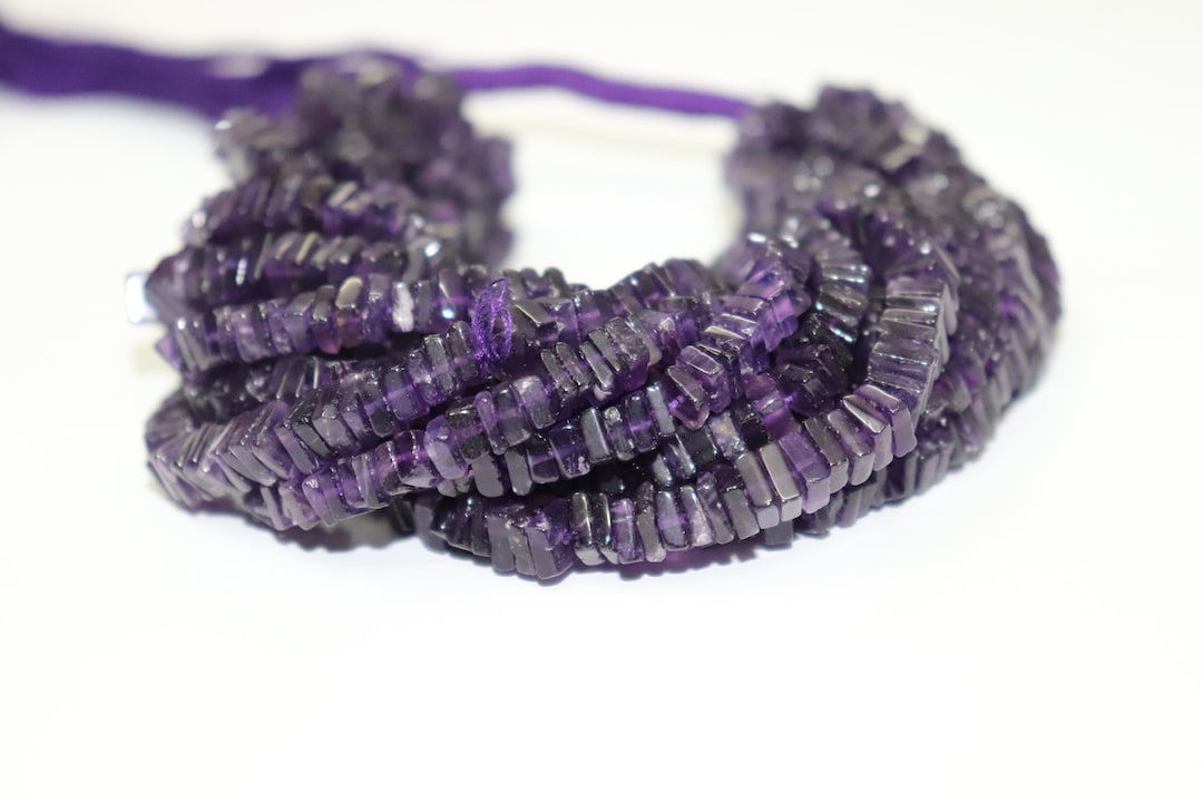 African Amethyst Smooth Square Shape Beads Amethyst Heishi Square Beads ...