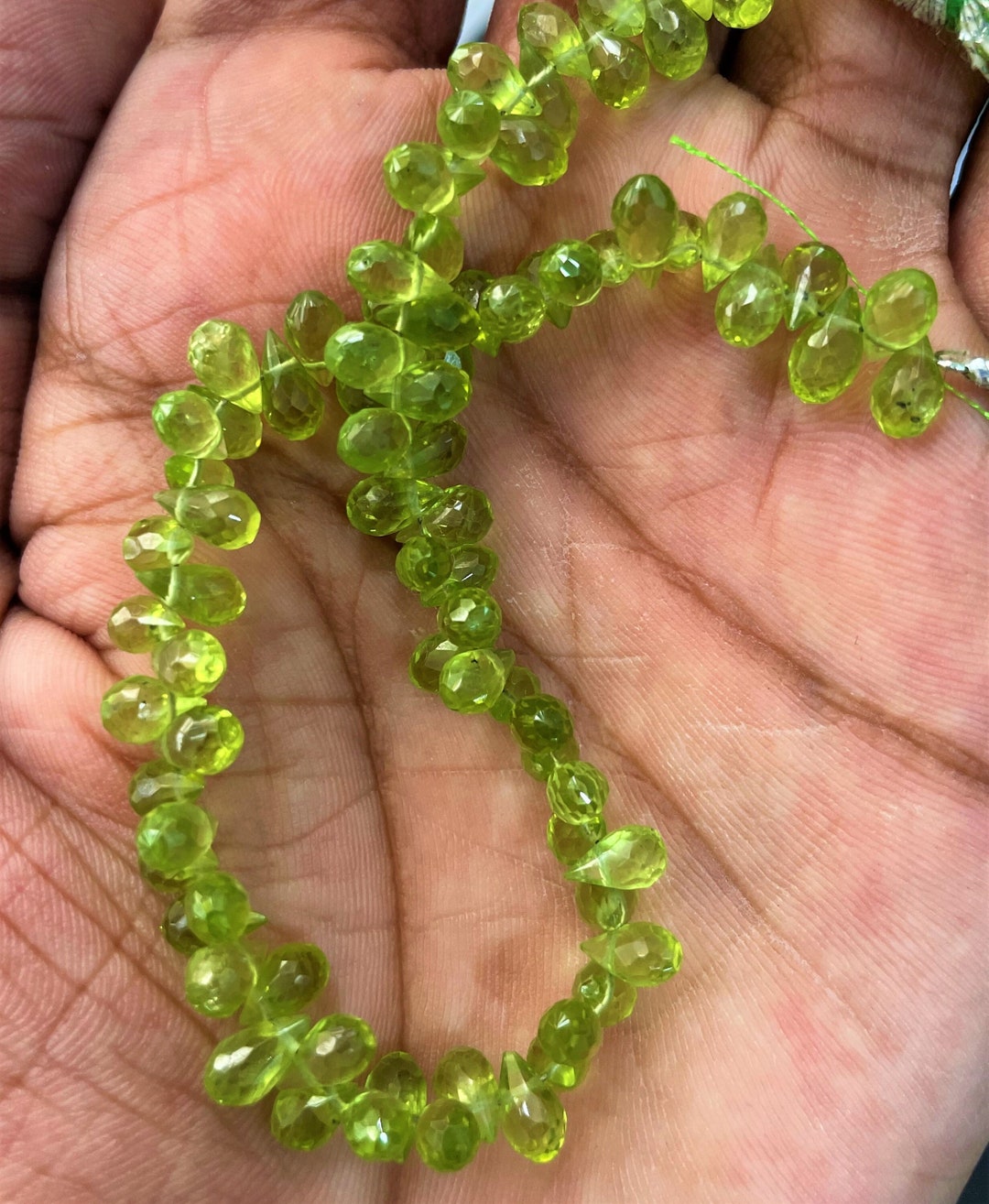 SPECIAL OFFER !! Peridot Faceted Drops Shape Beads Peridot Briolette 4 ...