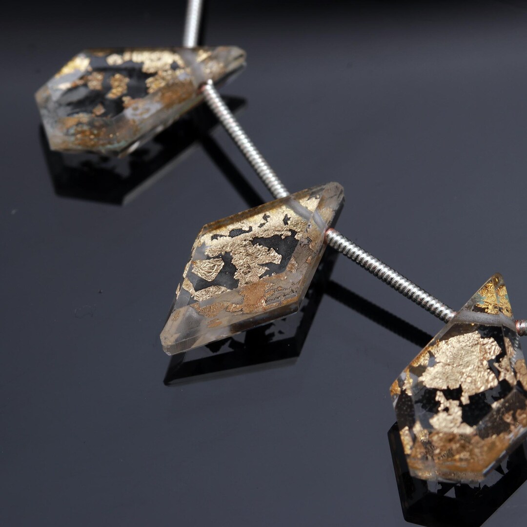 AAA 24K Gold Foil Crystal Doublet Fancy Shape Beads 13 Pieces Crystal ...