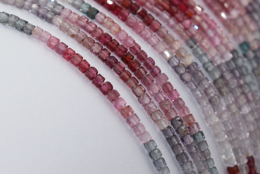 AAA+ Multi Spinel Faceted Cube Shape Beads 2.5mm Spinel Beads Natural ...
