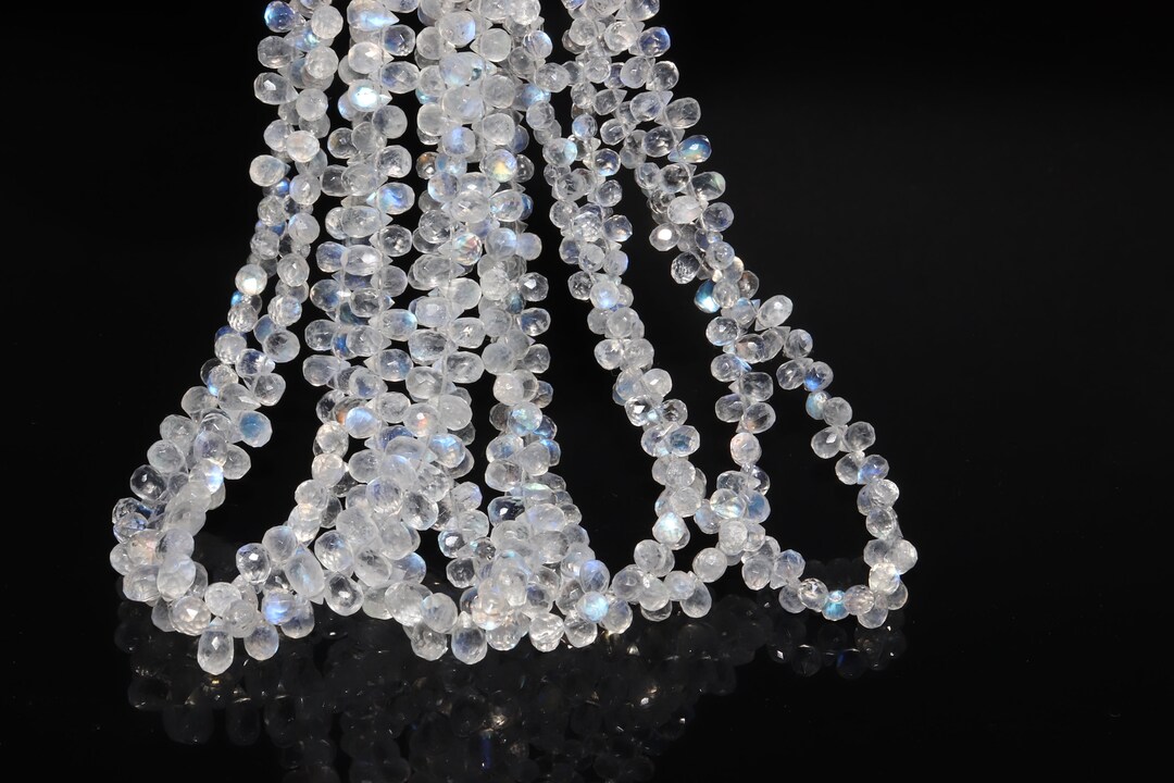 AAA Quality Rainbow Moonstone Faceted Drops Shape Beads 35mm White ...