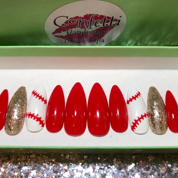 Baseball Nails - Etsy