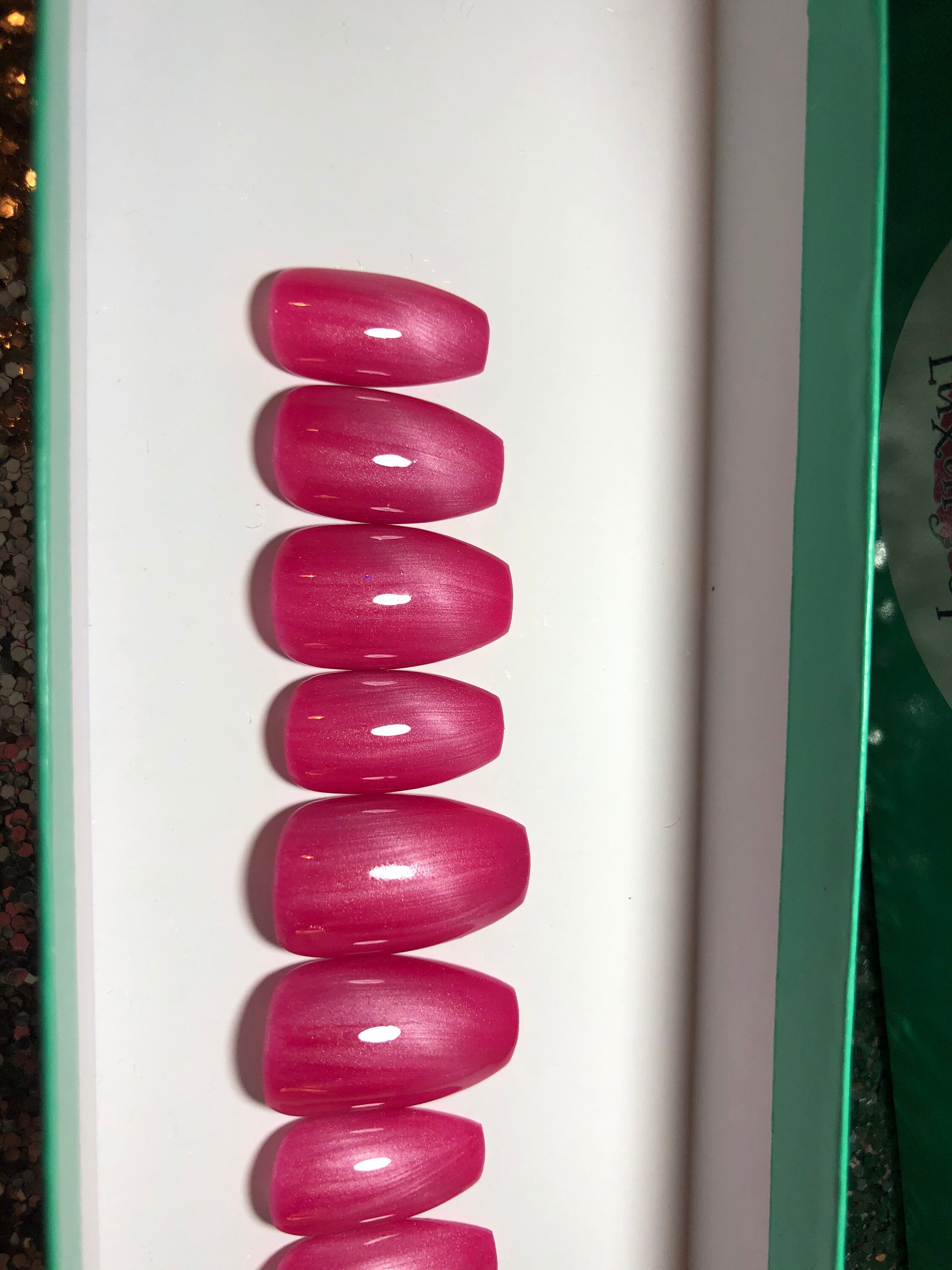 Pink Cat Eye Press On Nail Set Cateye Gel Polish Long Nails | Etsy