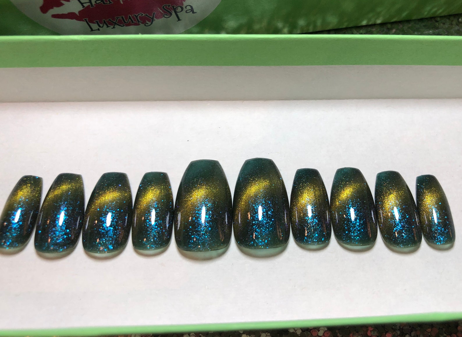 3D Galaxy Cat Eye Press on Nails | Handmade Glue on Fake Fingernails ...