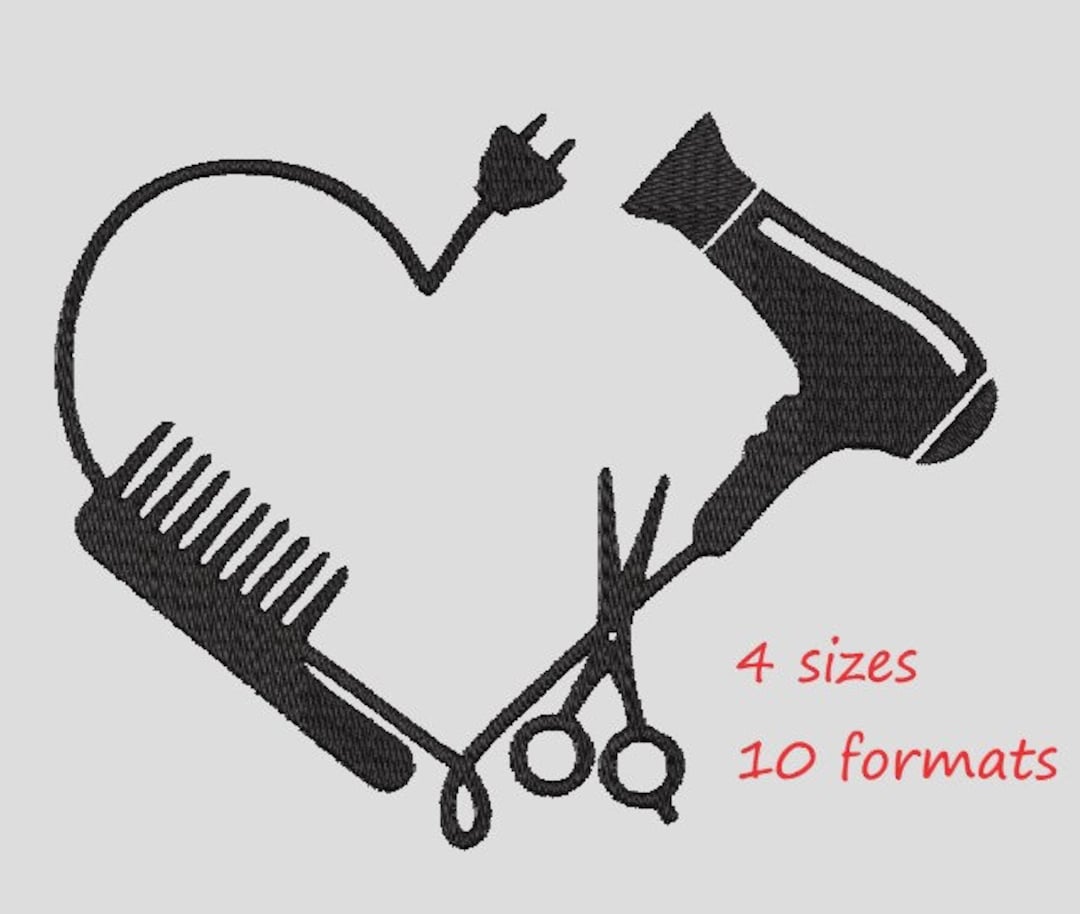 The Hairdresser Embroidery Design, Hair Dryer Designs, Comb Design ...