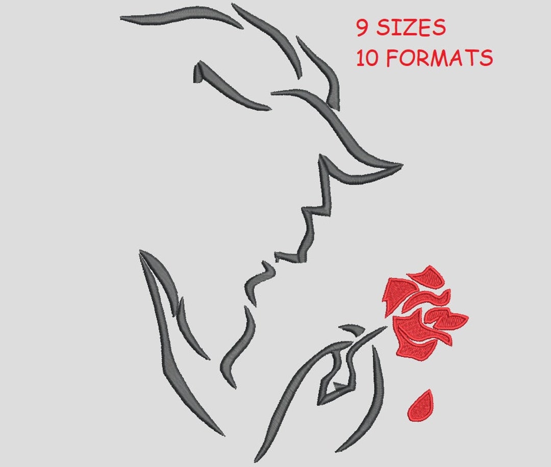 Beauty and the Beast Embroidery Design,the Beauty and the Beast Head ...