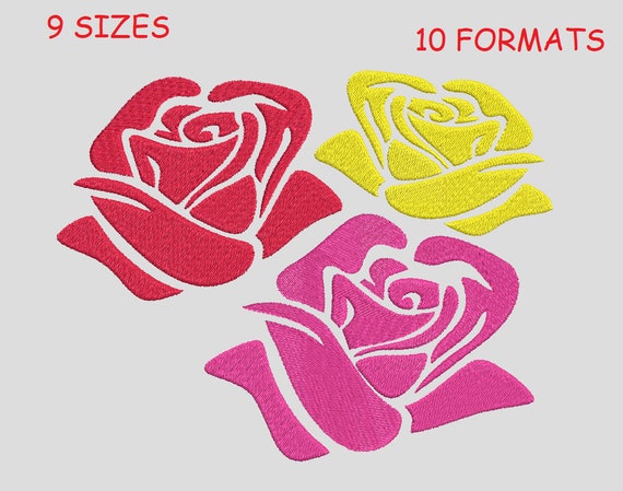 Rose Embroidery Design Instant Download | Etsy