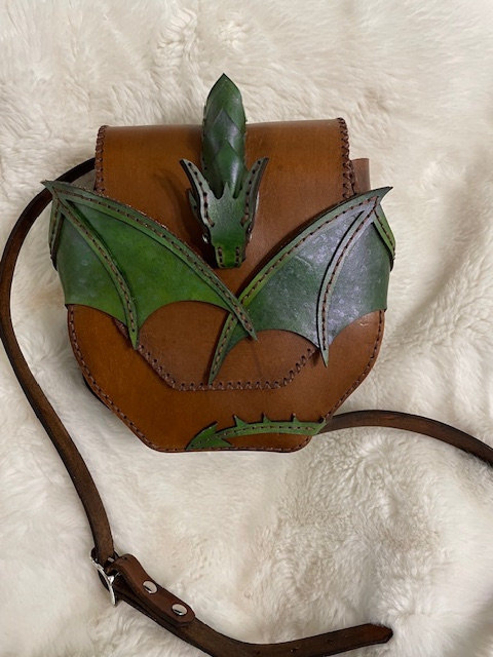 3D Dragon Leather Belt Bag: Hand-dyed Renaissance Pouch. - Etsy