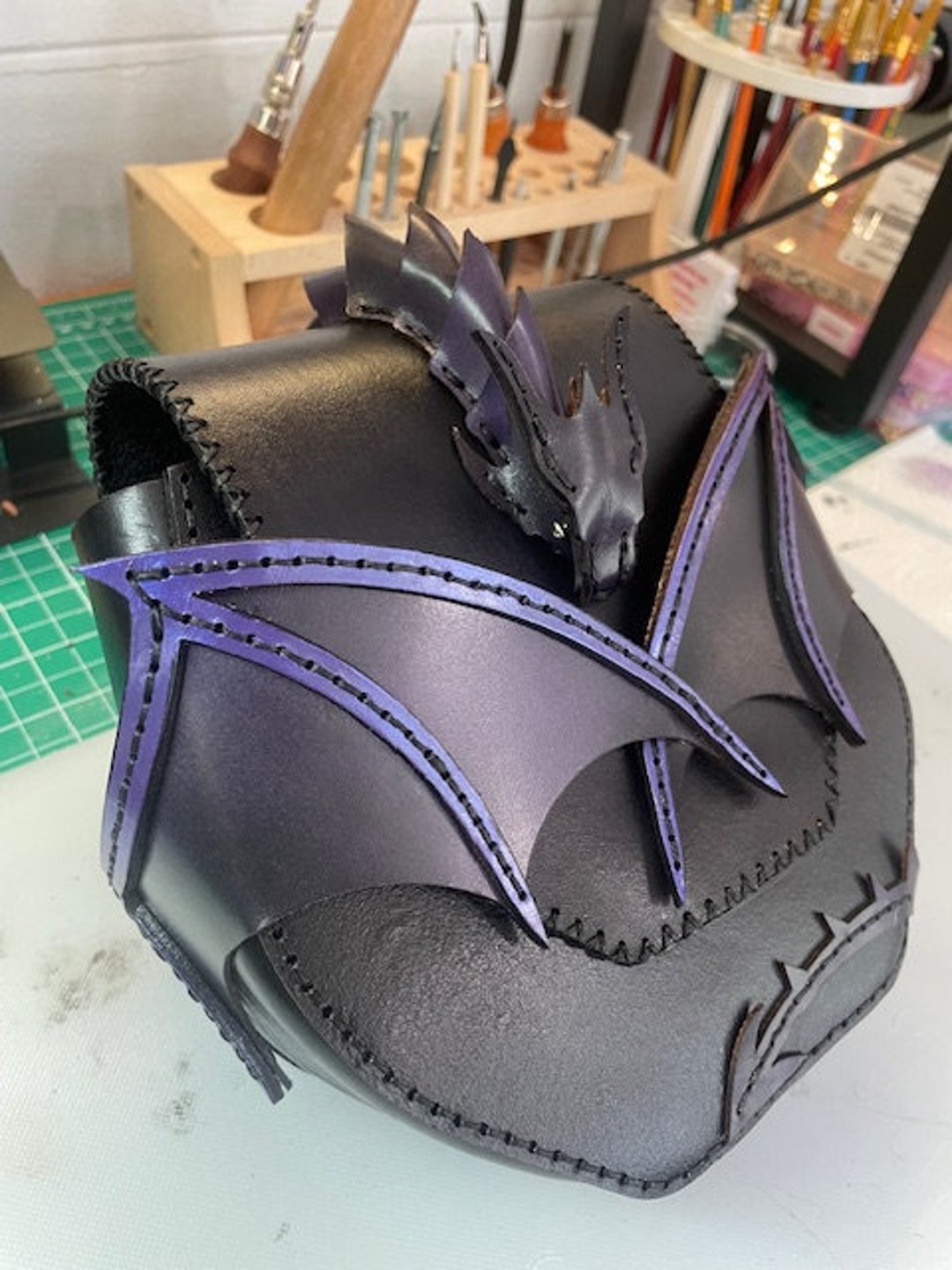 3D Dragon Leather Belt Bag: Hand-dyed Renaissance Pouch. - Etsy