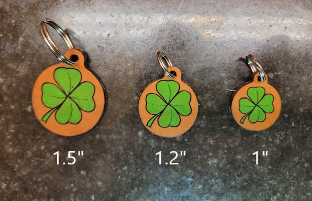 Clover Dog Tag, Quiet Dog Tag, Leather Tag, St. Patrick's Day Gift, Pet ...