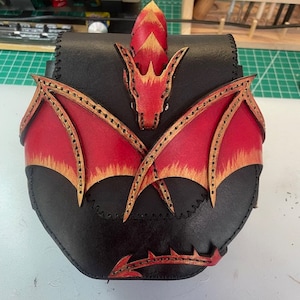 3D Dragon Leather Belt Bag: Hand-dyed Renaissance Pouch. - Etsy
