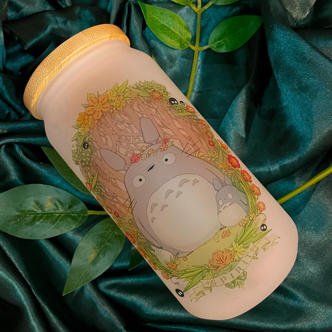 160z Glass Cup/ Anime Inspired Glass Cup/ Totoro / Glass Cup With Lid ...