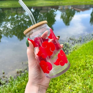 160z Glass Cup/ Anime Inspired Glass Cup/ Akatsuki / Glass Cup With Lid ...