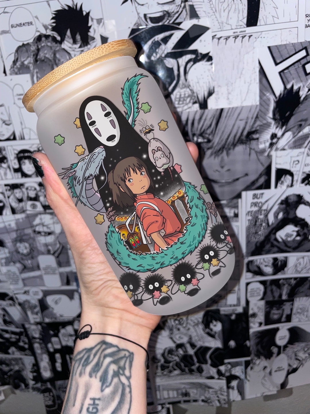 160z Glass Cup/ Anime Inspired Glass Cup/ Bathhouse / Glass Cup With ...