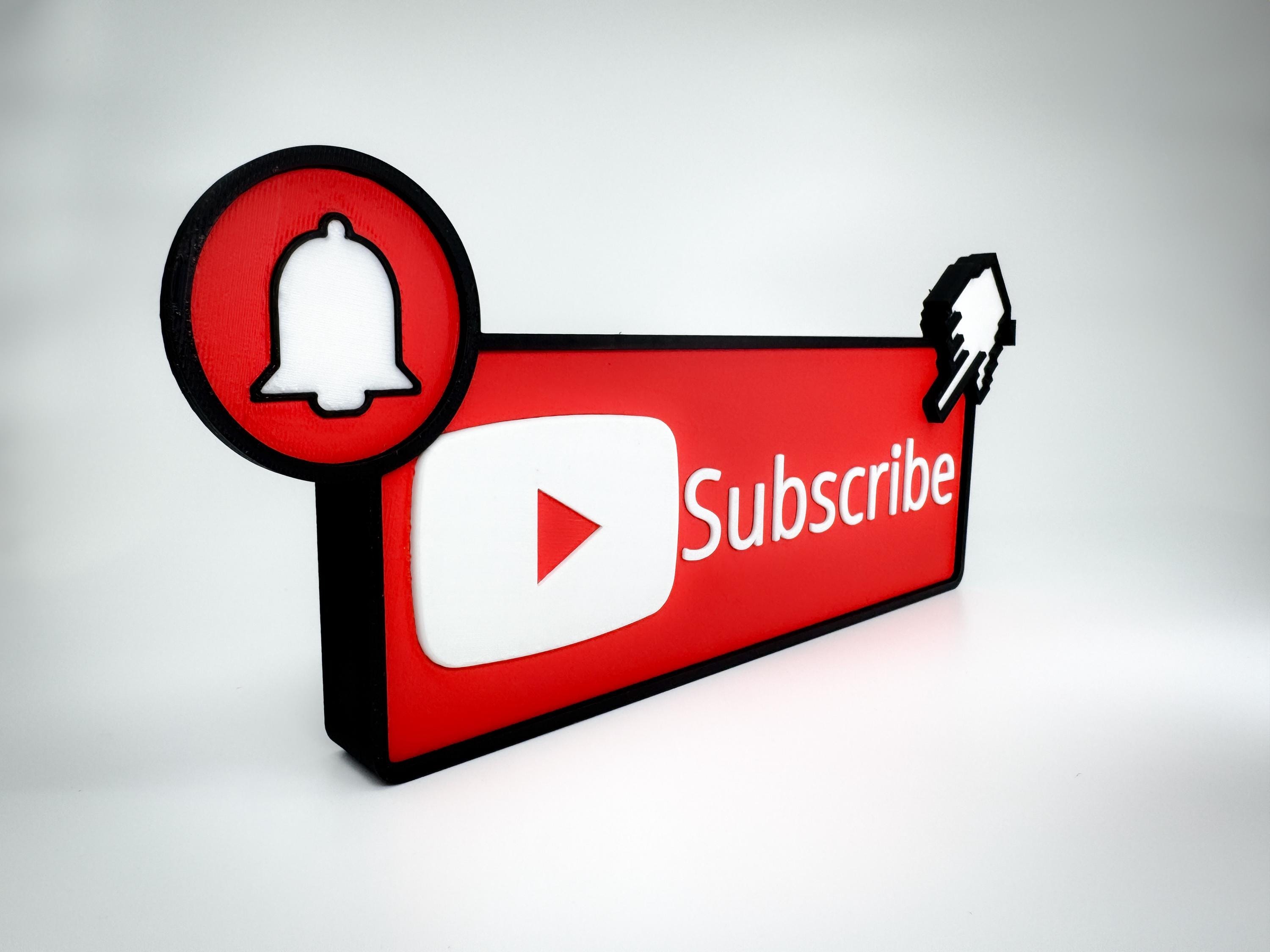 Youtube Subscribe Button Sign — Streamer Studio Decor, Handcrafted ...