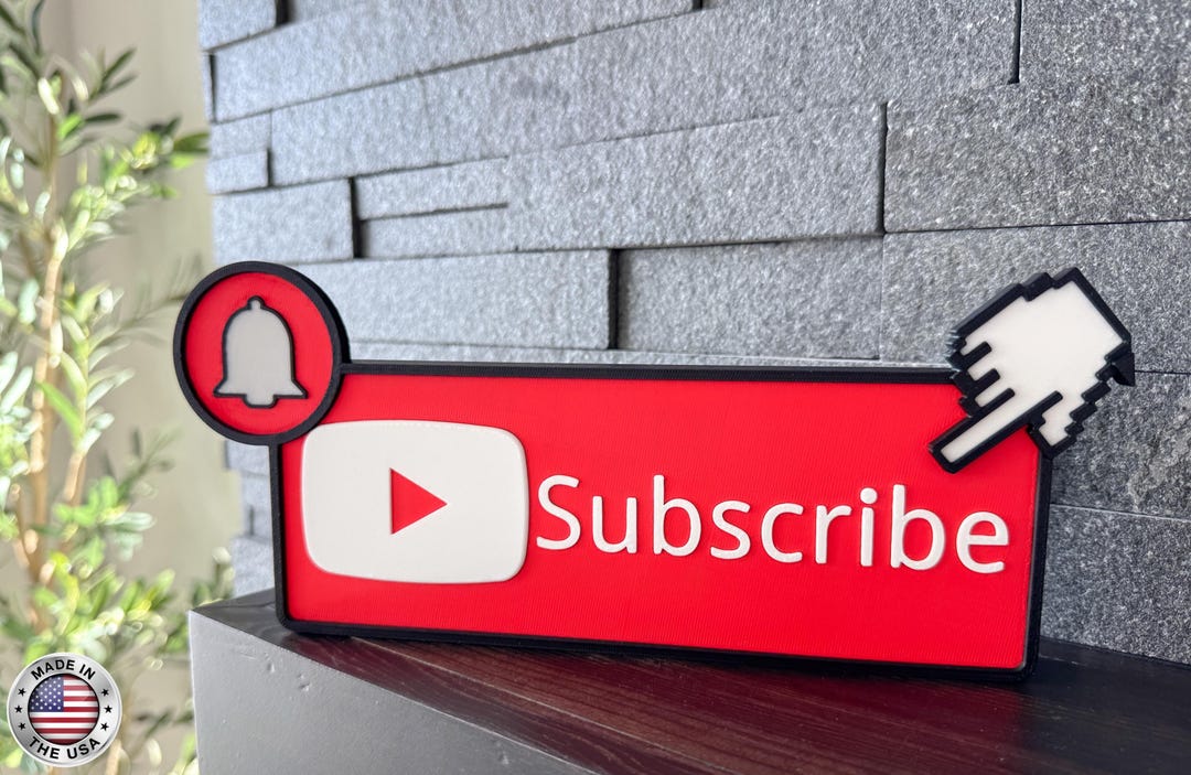 Youtube Subscribe Button Sign — Streamer Studio Decor, Handcrafted ...