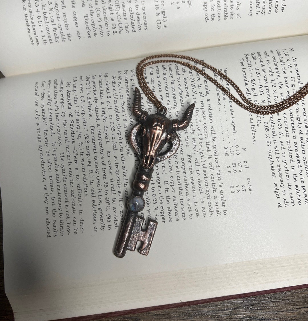 Ox Skull Vintage Skeleton Key // Rainbow Moonstone Garnet Eyes ...