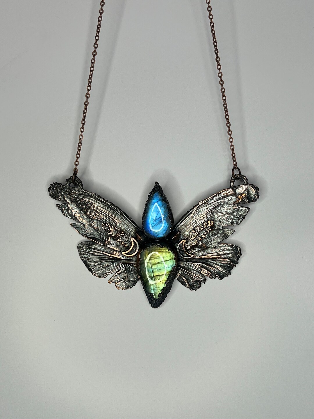 Real Cicada Wings // Rainbow Moonstone + Labradorite // Electroformed ...