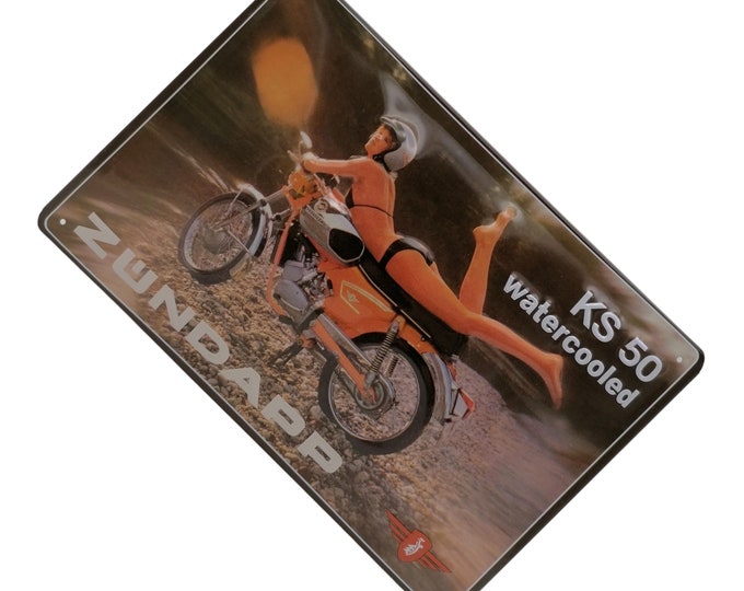 Retro Pin UP, Motorcycle Tin Sign Suitable for ZÜNDAPP KS50 Fans, High ...