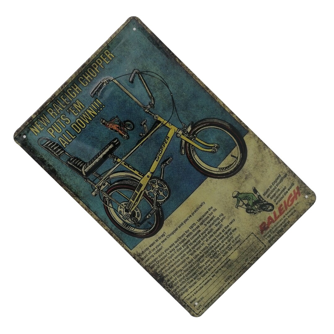 Retro Bicycle Tin Sign Suitable for Raleigh Chopper Fans, High-quality ...