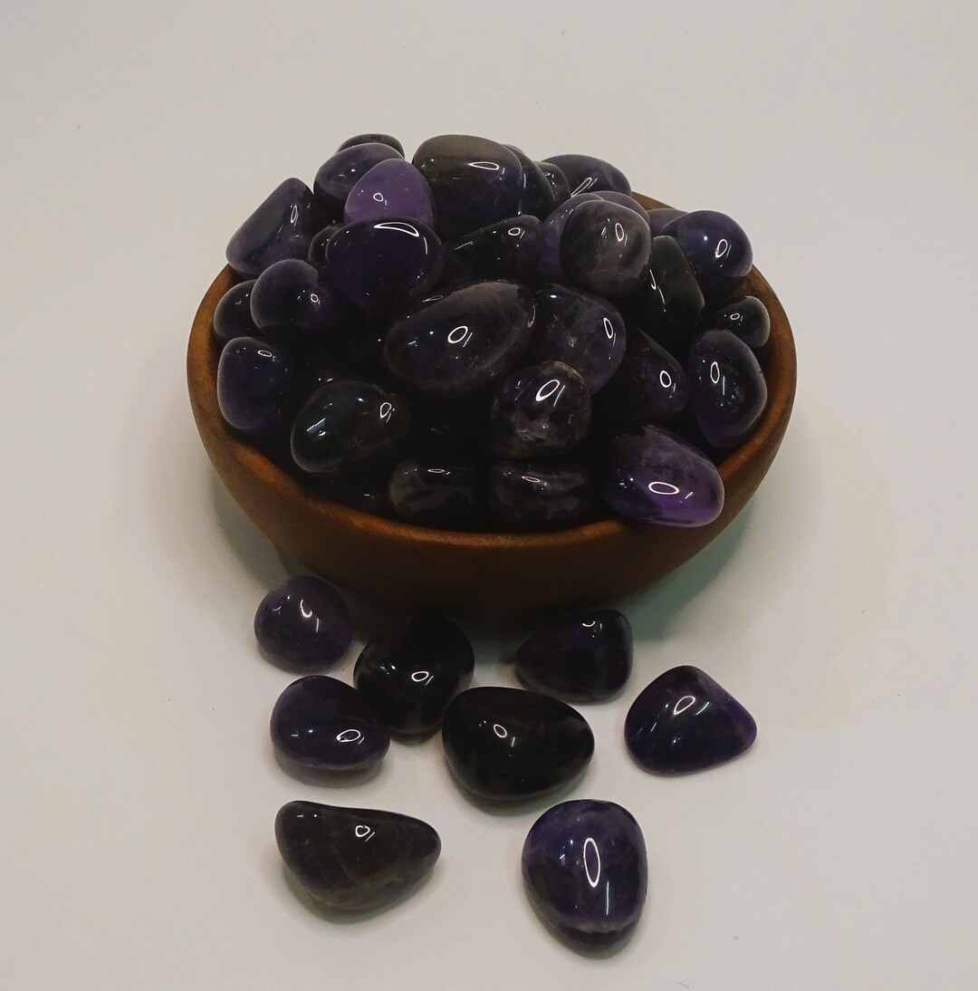 Amethyst Tumble Stone Dark Purple Healing Crystals Natural Gemstone ...