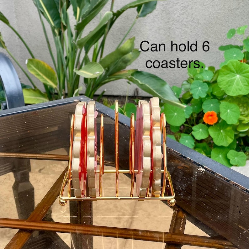 Fancy Gold Metal Coaster Holder With Feet — Perfect for Flower Coasters ...