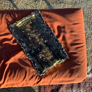 Handmade Tray With Handles and Reflective Glass Rim, Decorative Perfume ...