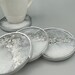 4 Round White and Silver Coaster Sets Made of Resin, Silver and White ...