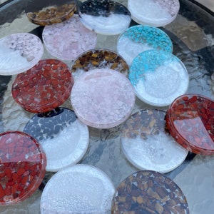 Custom Stone Quartz Coasters, Handmade Resin Coasters With Polished ...