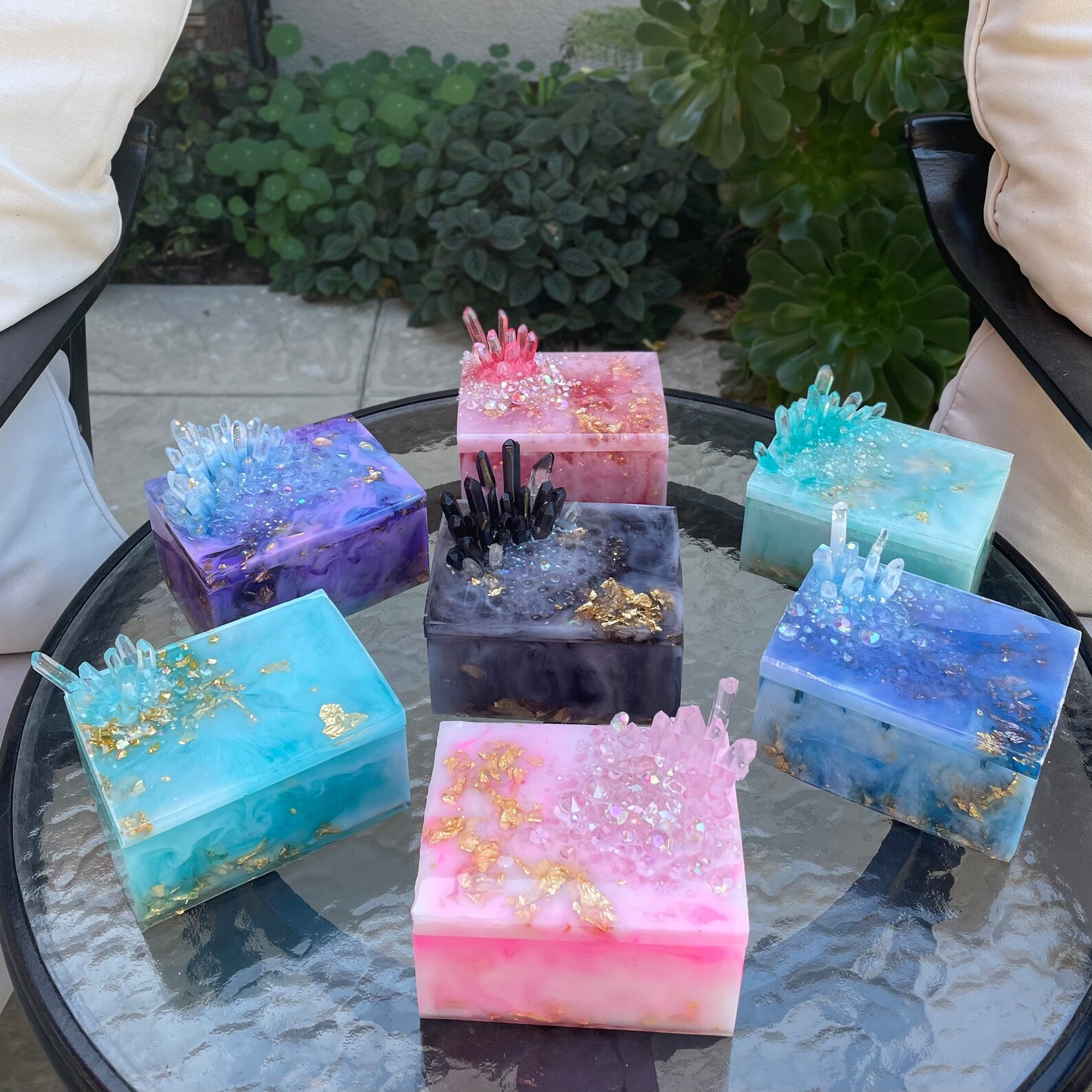 Customizable Jewelry Box With Crystal Cluster Lid, Handmade Crystal ...