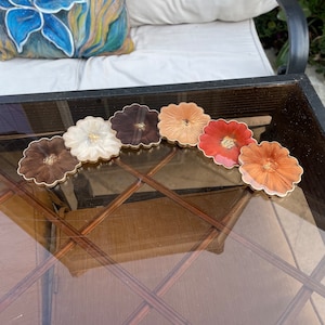 Set of 6 Flower Coasters in Fall Colors, Handmade Epoxy Resin Coasters ...