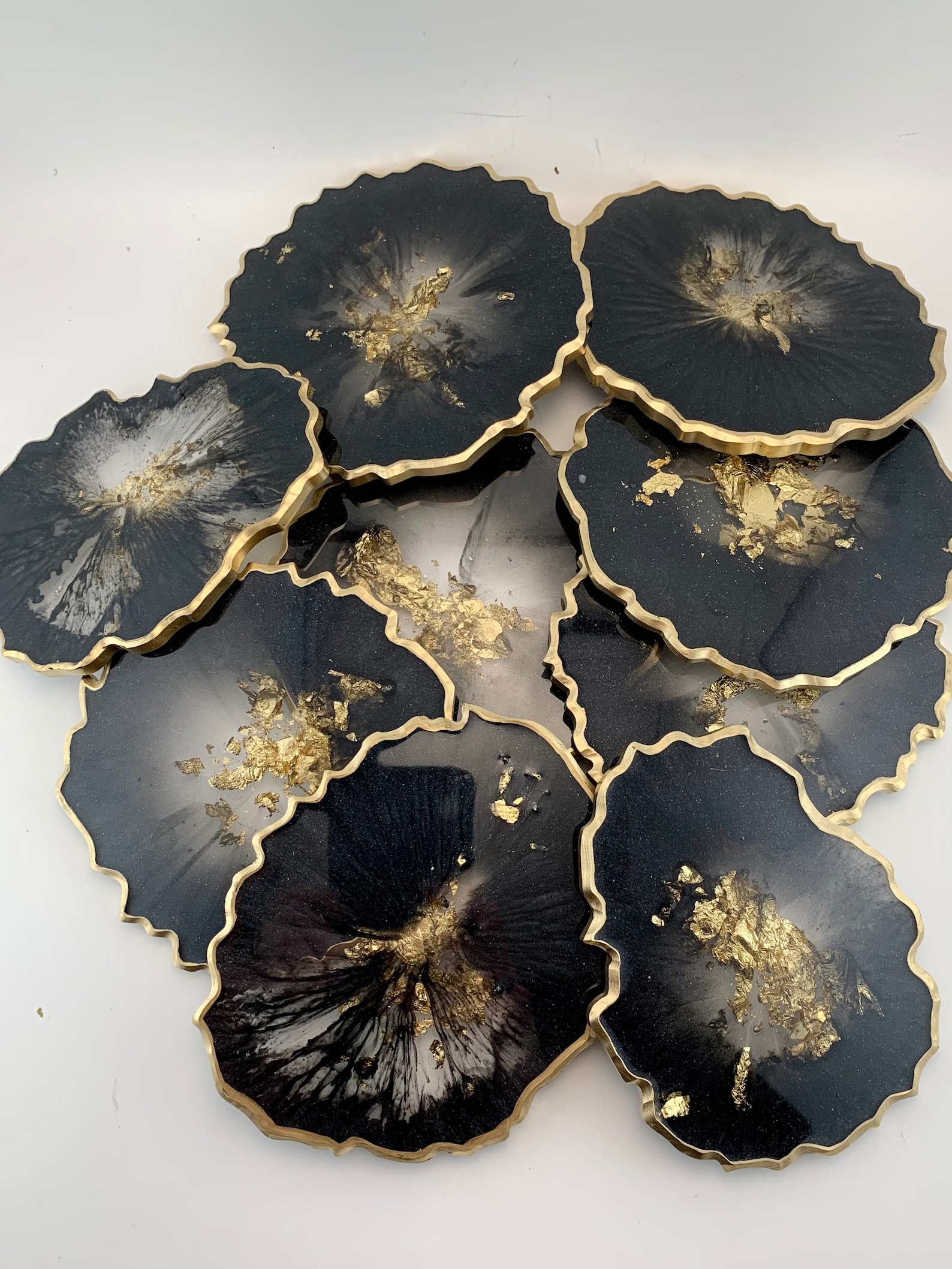 Black and Gold Resin Coasters Semi-transparent Resin Coaster | Etsy