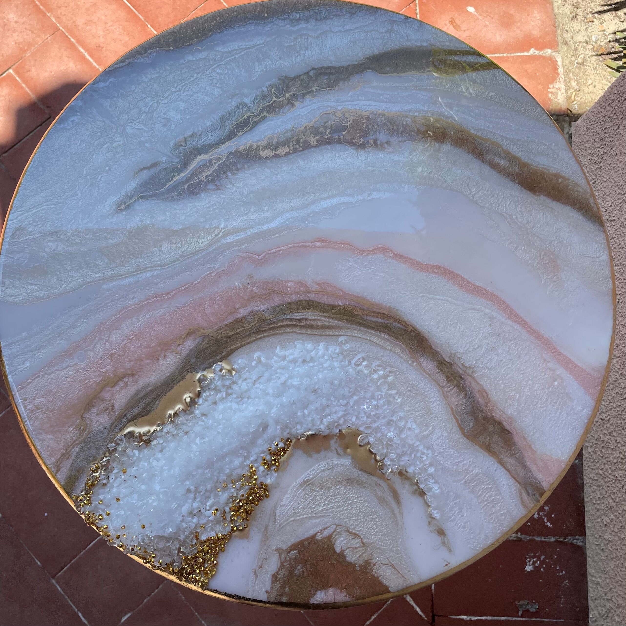 Handmade Geode Side Table With Legs, Resin on Solid Wood, Resin Art ...