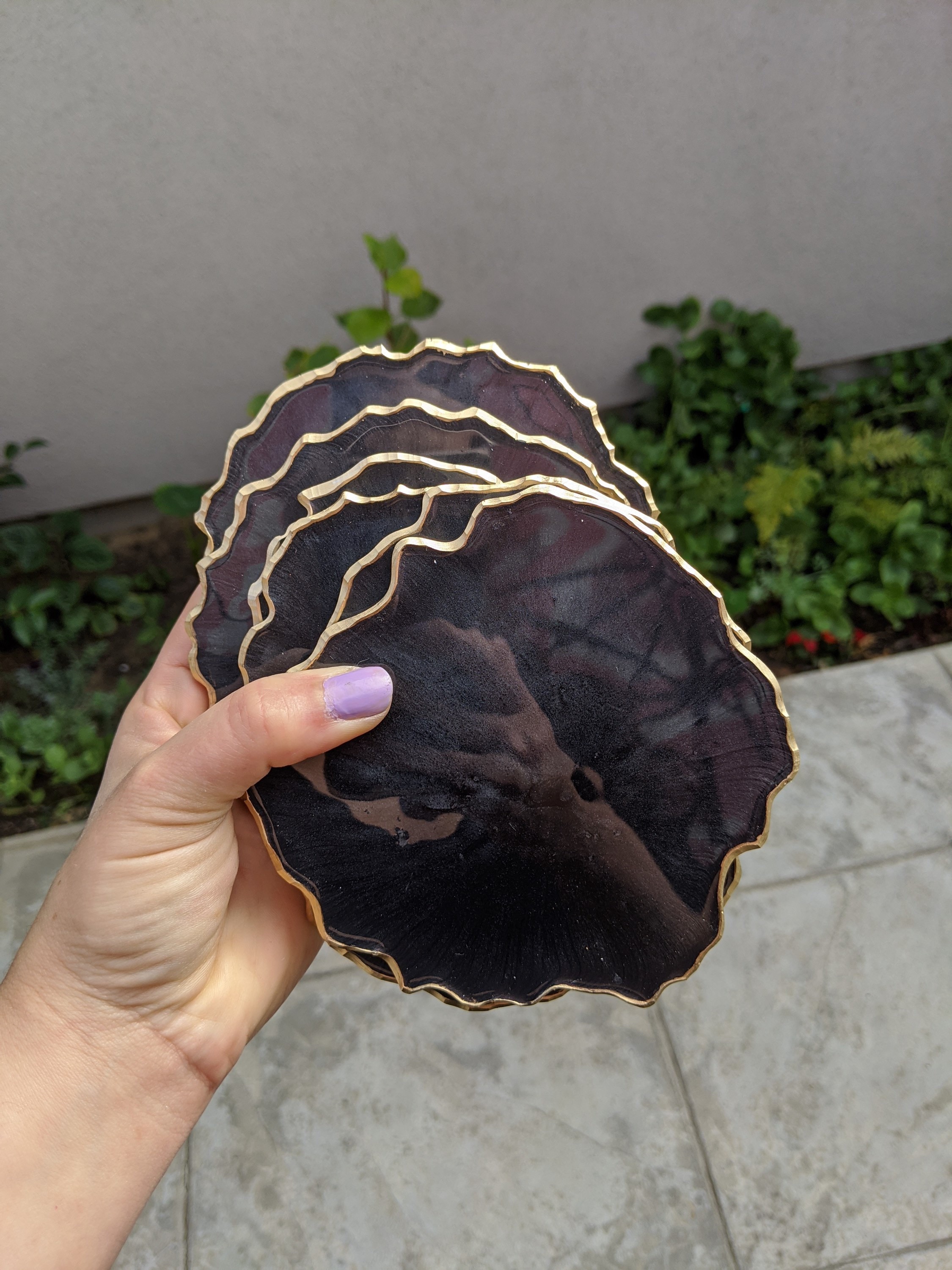 Double-sided coaster sets large resin coasters irregular | Etsy