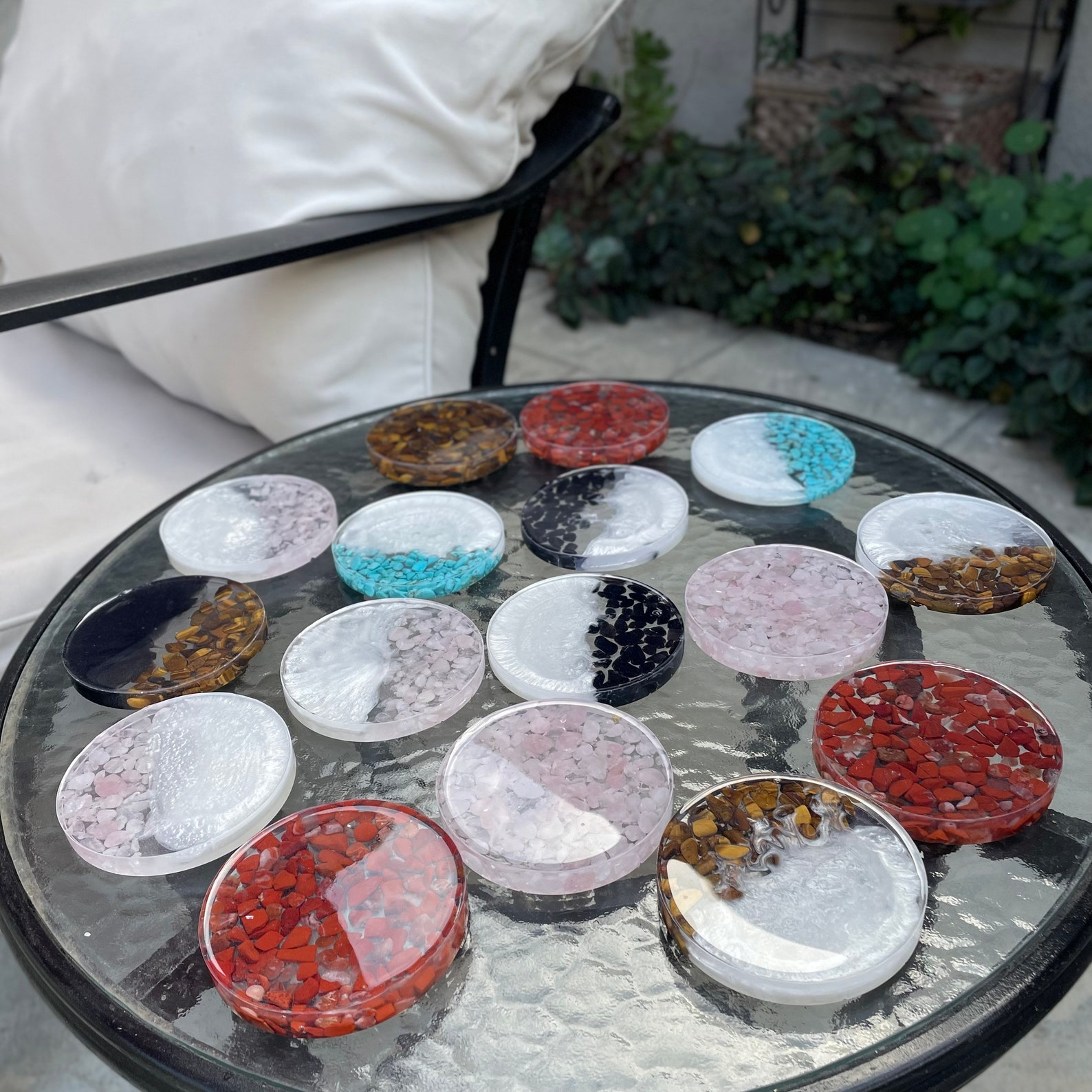Custom Stone Quartz Coasters, Handmade Resin Coasters With Polished ...