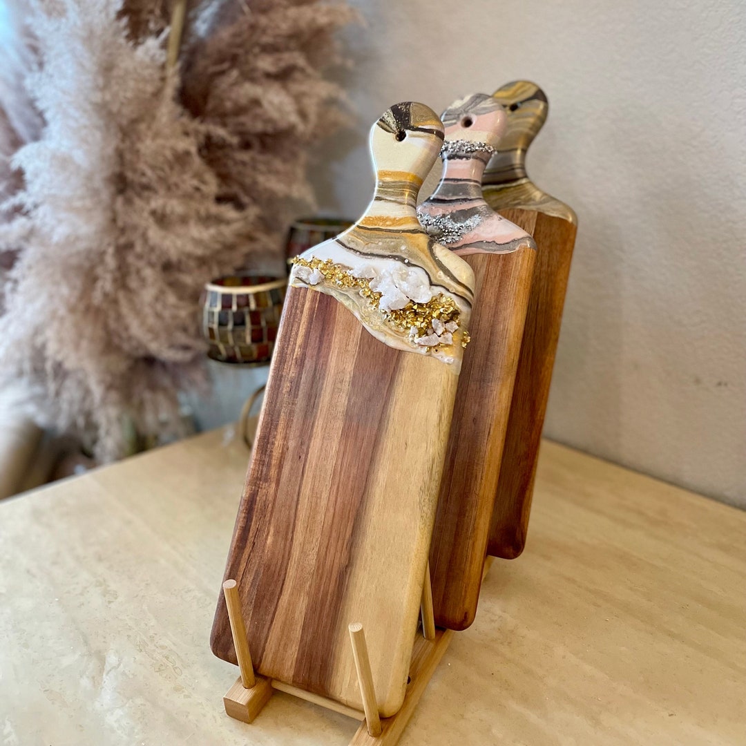 Handmade Charcuterie Board, Acacia Wood Cheese Platter With Geode ...