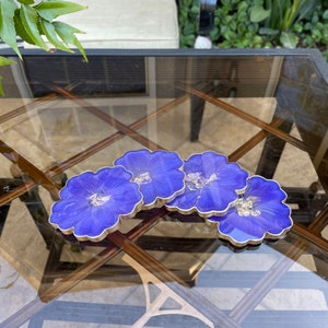 Shimmering Violet Color-shift Coasters With Gold Accents, Handmade ...