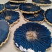 Deep Navy and Gold Coaster Sets, Large Coasters, Circular Coasters With ...